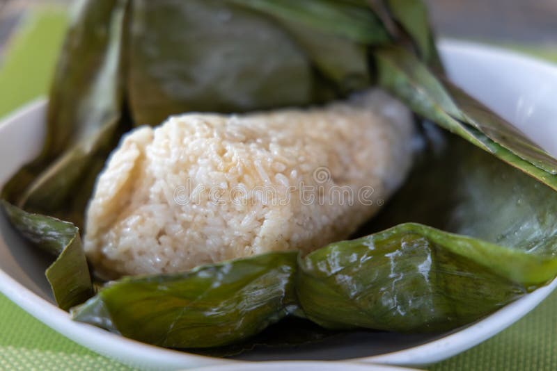 Steamed Banana Leaf Garlic Rice Stock Photo - Image of favorite, leaf ...