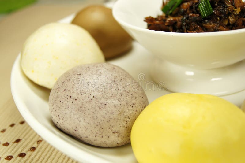 Steamed bread stock photo. Image of bread, sauce, chives - 25856408