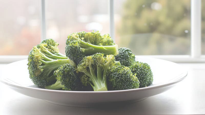Steamed Broccoli Plate Window Healthy Eating Stock Photos - Free ...