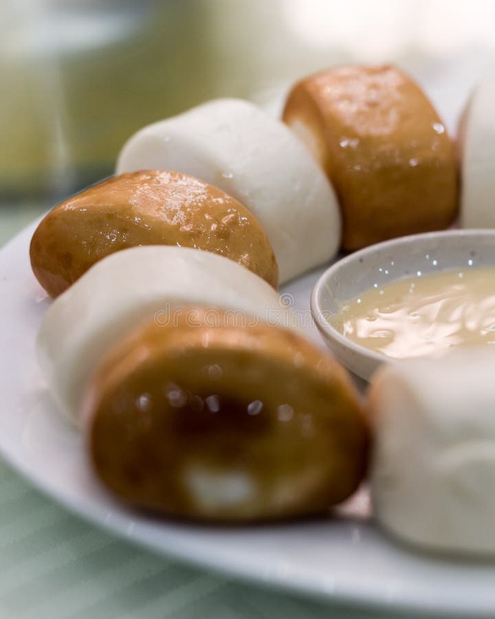 Steamed Bun on White Plate. Stock Photo - Image of serve, cooking: 99378612