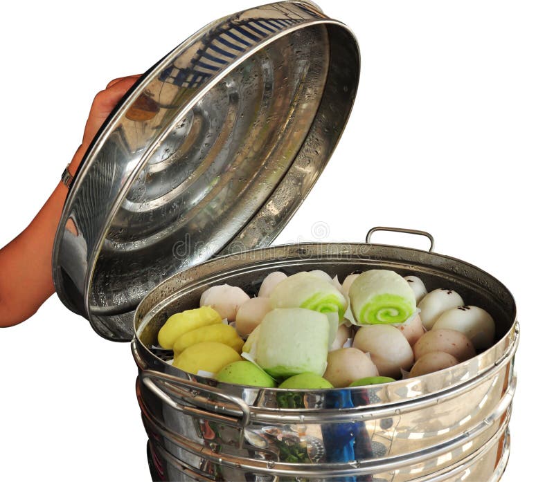 Steamed buns in a hot pot. stock image. Image of street - 41708779