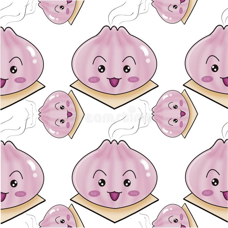 Steamed Buns Pink Chinese Breakfast Background Pattern Embroidery ...