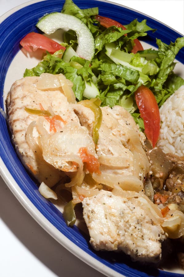 Steamed Cavalli Kingfish Caribbean Style Stock Photo - Image of fish ...