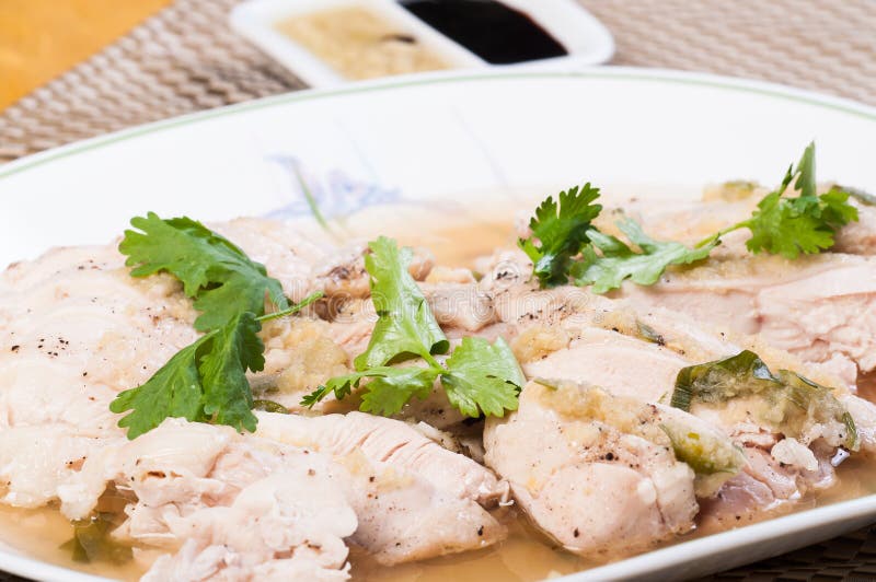 Haianese Chicken or Steamed Chicken Stock Photo - Image of cooking ...
