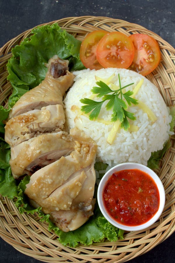 Steamed Chicken Rice stock photo. Image of cutlet, hainanese - 61429564