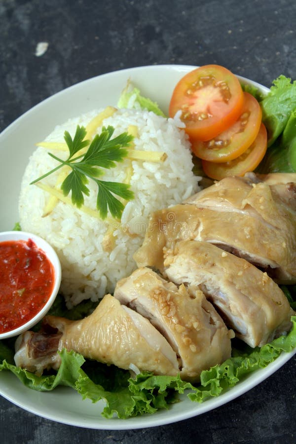 Steamed Chicken Rice stock image. Image of black, hainan - 61430105
