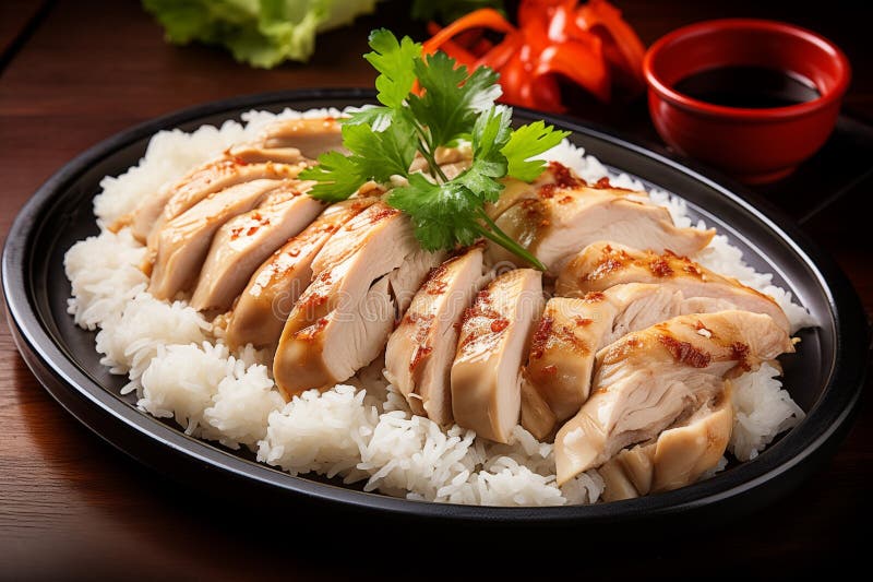 Steamed Chicken with Rice by Generative AI Stock Illustration ...