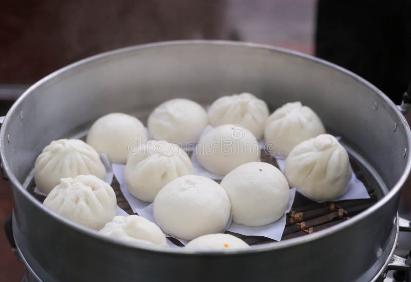Steamed Chinese Buns in Silver Steamer Stock Image - Image of dish ...