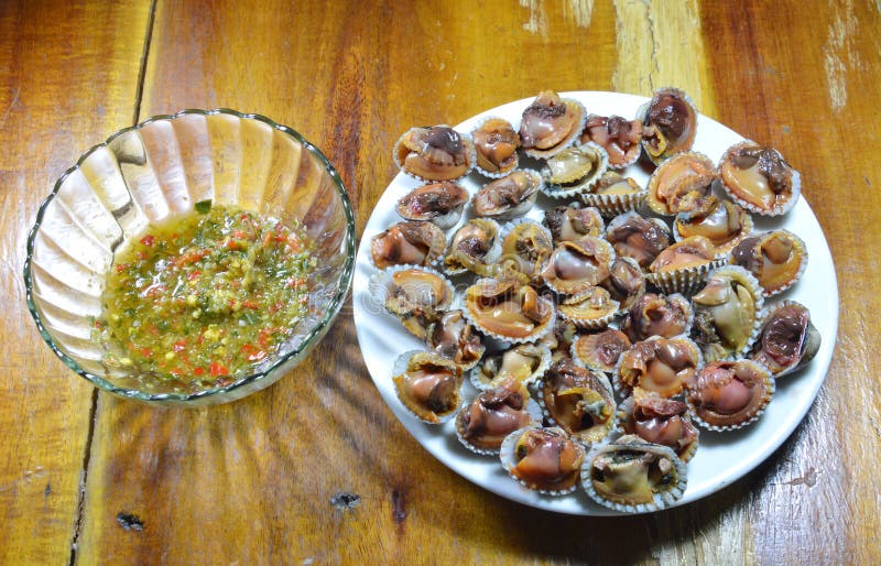 Steamed Cockle with Spicy Dipping Sauce Stock Image - Image of dipping ...