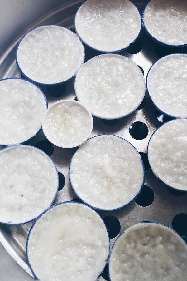 Steamed Coconut Milk in the Cup Stock Photo - Image of thai, salty ...