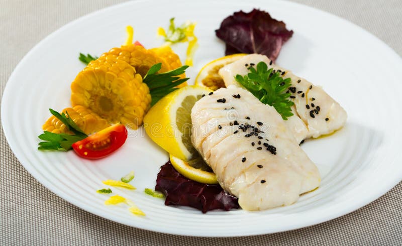 Steamed cod fillets stock image. Image of boiled, spices - 264814767