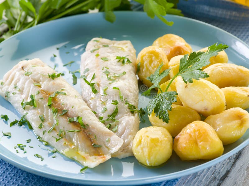 Steamed cod with parsley stock image. Image of cooking - 23873897