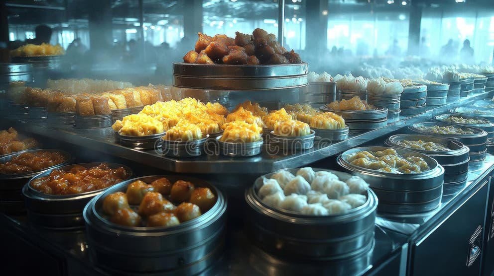 Steamed Dim Sum Buffet stock illustration. Illustration of barbecue ...