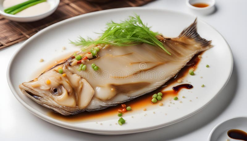 Steamed Dory Fillet Fish with Spicy Soy Sauce Stock Illustration ...