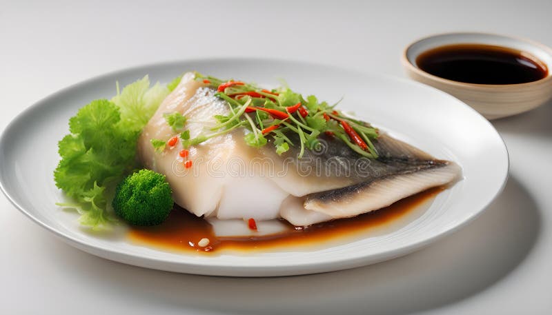 Steamed Dory Fillet Fish with Spicy Soy Sauce Stock Illustration ...