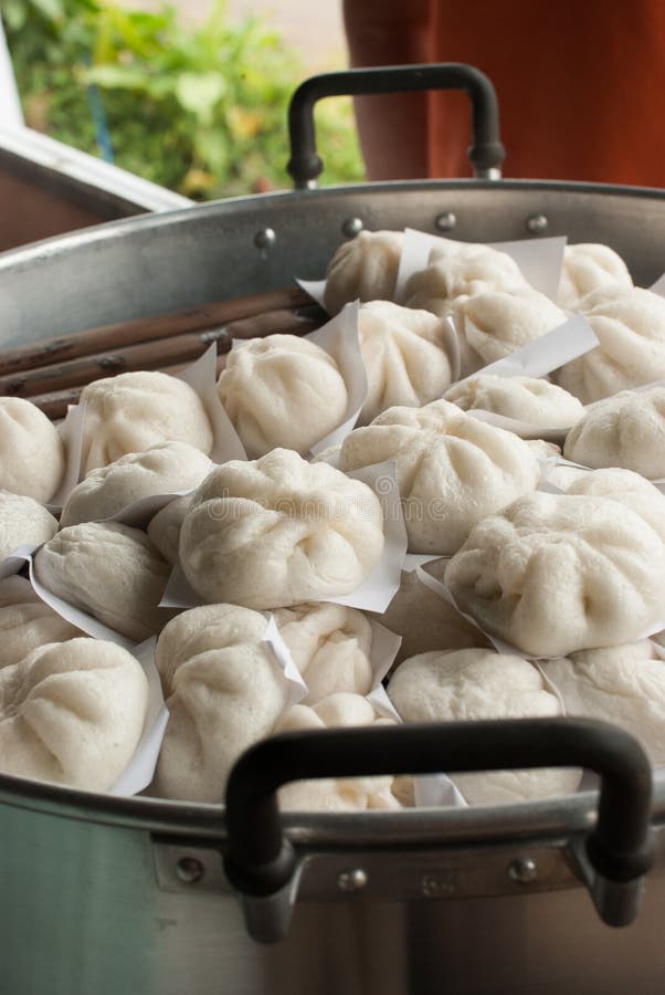 Steamed Dumpling in a Steamed Oven Stock Photo - Image of color, white ...
