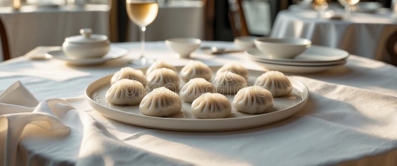 Steamed Dumplings Elegant Restaurant Setting Stock Photos - Free ...