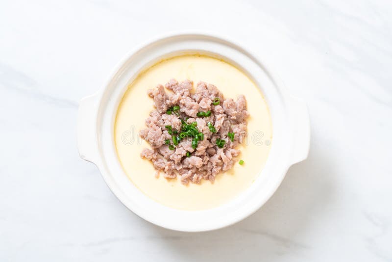 Steamed Egg with Minced Pork Stock Photo - Image of chinese, tasty ... Steamed Egg with Minced Pork Stock Photo - Image of chinese, tasty ...