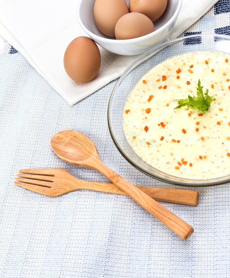 Steamed Eggs , Easy Soft Food Made from Eggs for Kids or Old Man Stock ...