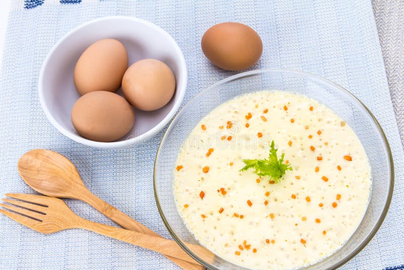Steamed Eggs , Easy Soft Food Made from Eggs for Kids or Old Man Stock ...