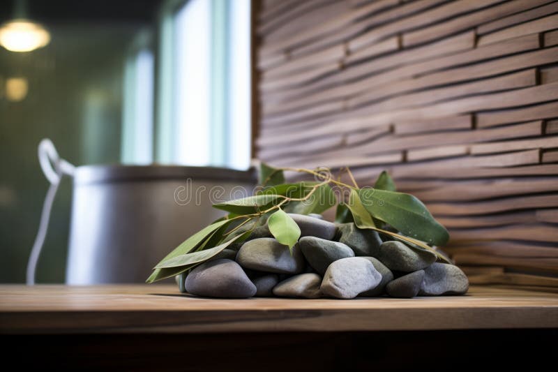 Steamed Eucalyptus Branches on Heated Sauna Rocks Stock Photo - Image ...