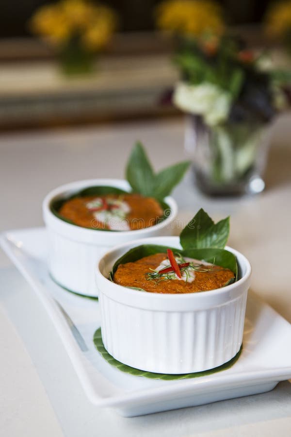 Steamed Fish and Chicken with Curry Paste Stock Image - Image of ...