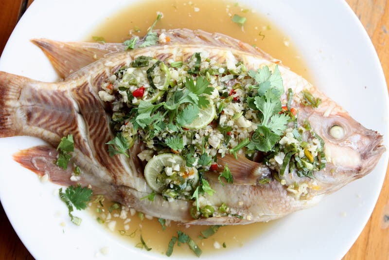 Steamed fish with lemon stock image. Image of plate, cuisine - 26660279