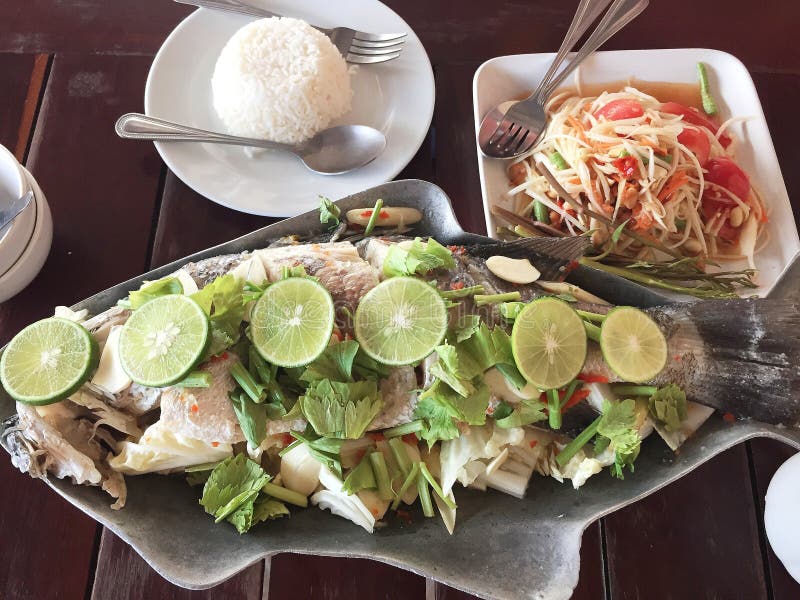 Steamed Fish with Lemon According To Thai Recipe Stock Image - Image of ...