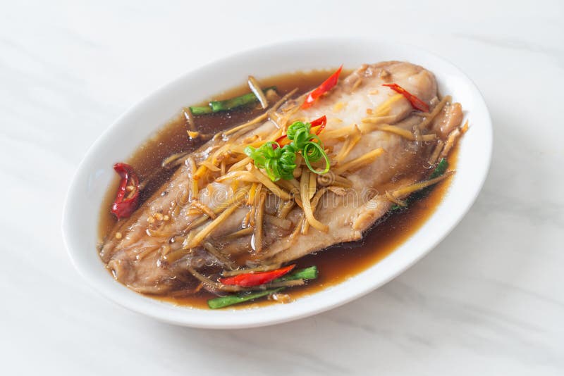 Steamed Fish with Soy Sauce Stock Image - Image of dish, ginger: 238489783