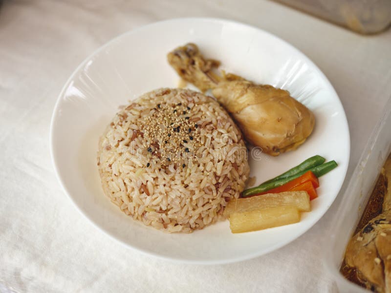 Steamed Fried Chicken or Hainanese Chicken Rice Stock Image - Image of ...