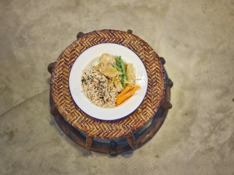 Steamed Fried Chicken or Hainanese Chicken Rice on Chair Stock Photo ...