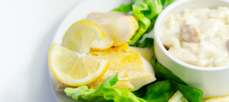 Steamed Haddock Fillet Served with an Exquisite Salad Consisting of ...