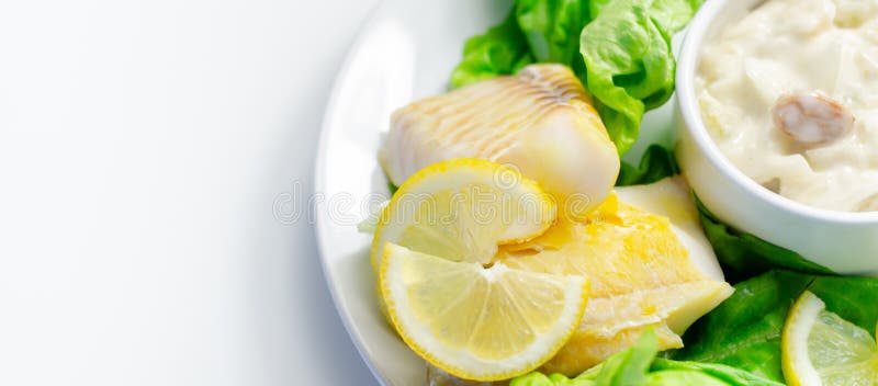 Steamed Haddock Fillet Served with an Exquisite Salad Consisting of ...