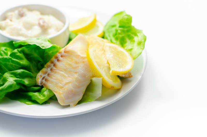 Steamed Haddock Fillet Served with an Exquisite Salad Consisting of ...