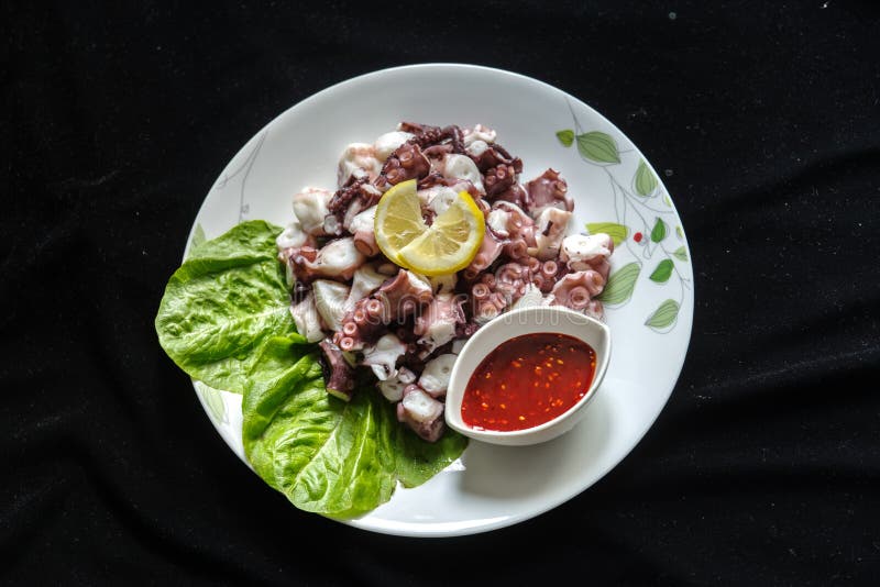 Steamed Octopus with Red Sauce Stock Image - Image of cuisine, octopus ...