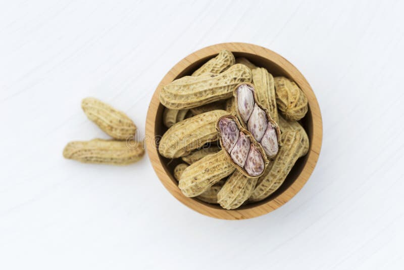 Steamed Peanut on Round Wooden Bowl Stock Photo - Image of boiled ...