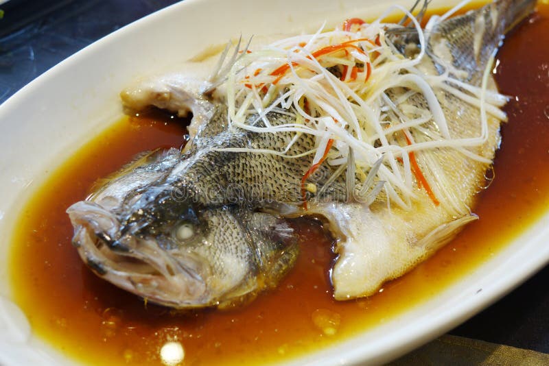 Cantonese Steamed Fish stock photo. Image of cooked, sauce - 29815460