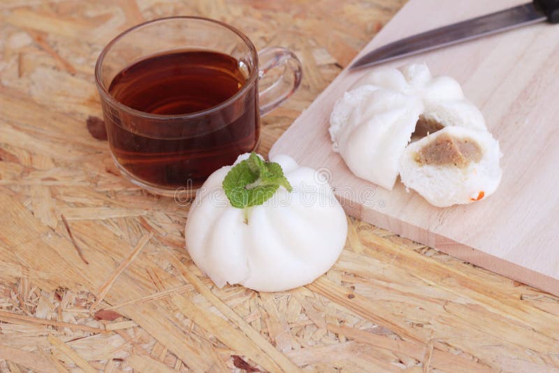 Steamed Pork Buns, Chinese Dim Sum and Hot Tea Stock Image - Image of ...
