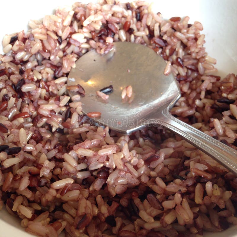 Steamed Purple Riceberry Rice Stock Photo - Image of cooking, nutrition ...