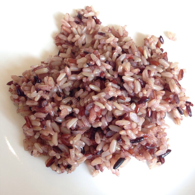 Steamed Purple Riceberry Rice Stock Photo - Image of cooking, nutrition ...