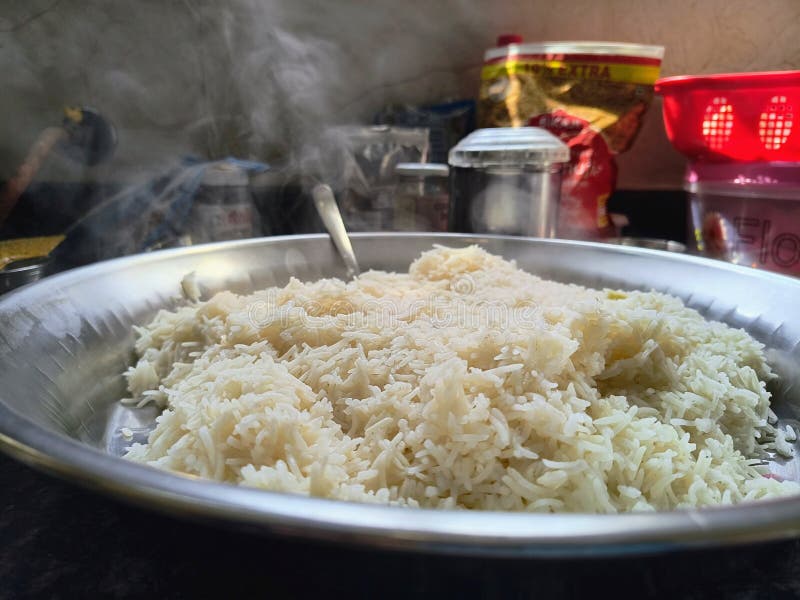 Steamed Rice in a Big Plate Stock Image - Image of biriyani, rice ...
