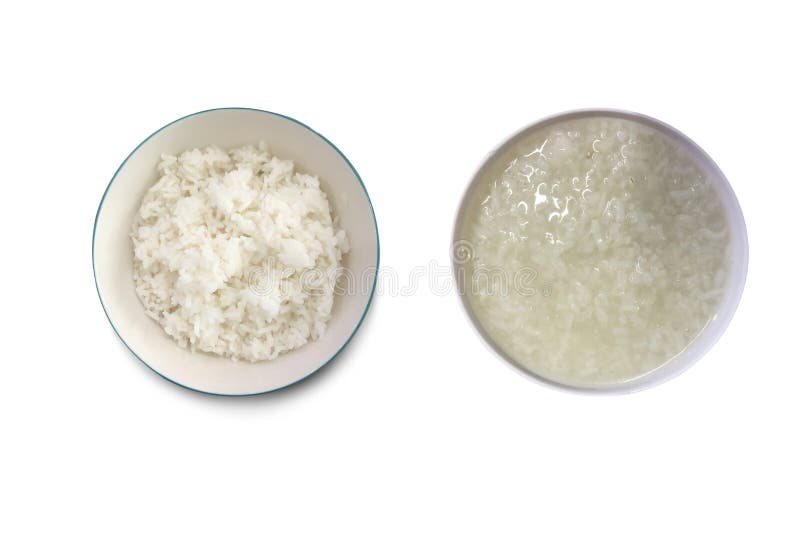 Steamed Rice and Boiled Rice in a White Cup on a White Background,with ...