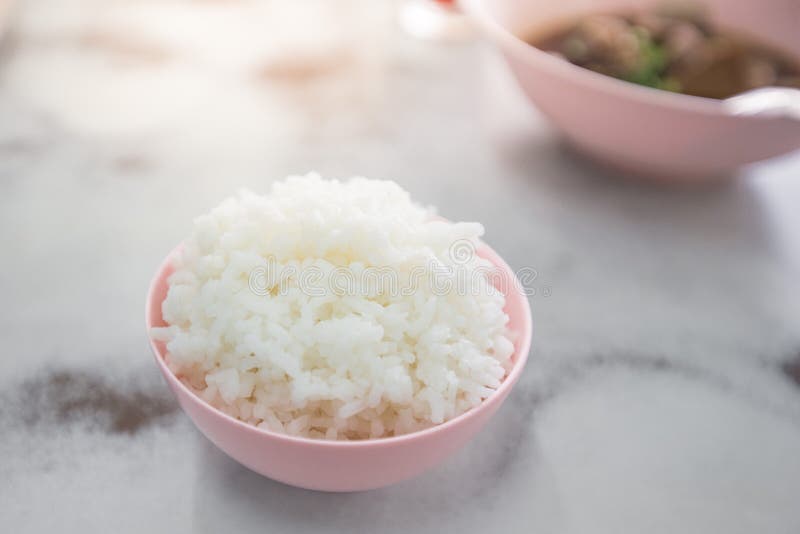 Steamed Rice in a Cup Asian Culture on the Table Stock Image - Image of ...