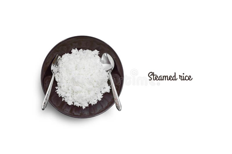 Steamed Rice in a Dark Brown Plate. Stock Image - Image of carbohydrate ...