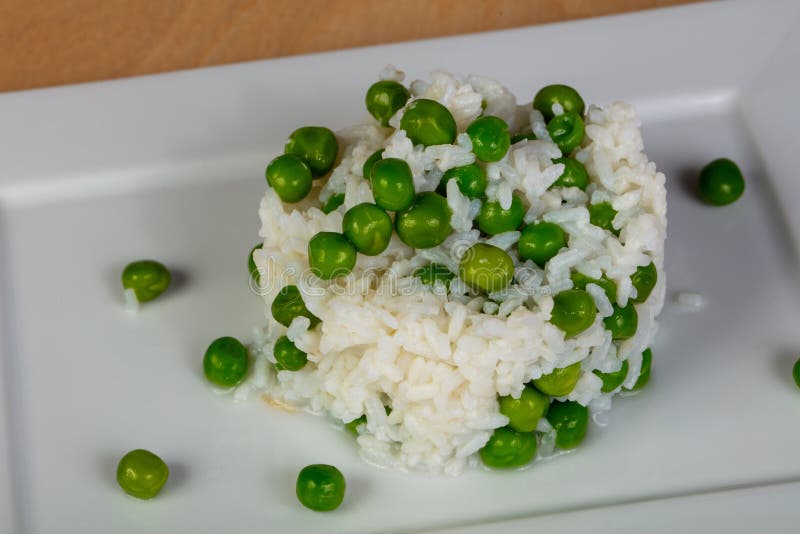 Steamed Rice with Green Peas Stock Image - Image of healthy, japan ...