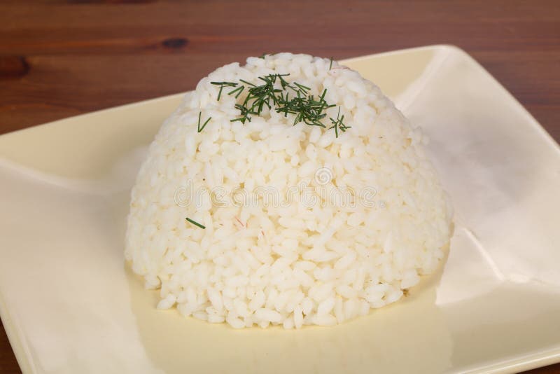 Steamed rice in the plate stock photo. Image of cooked - 180973284