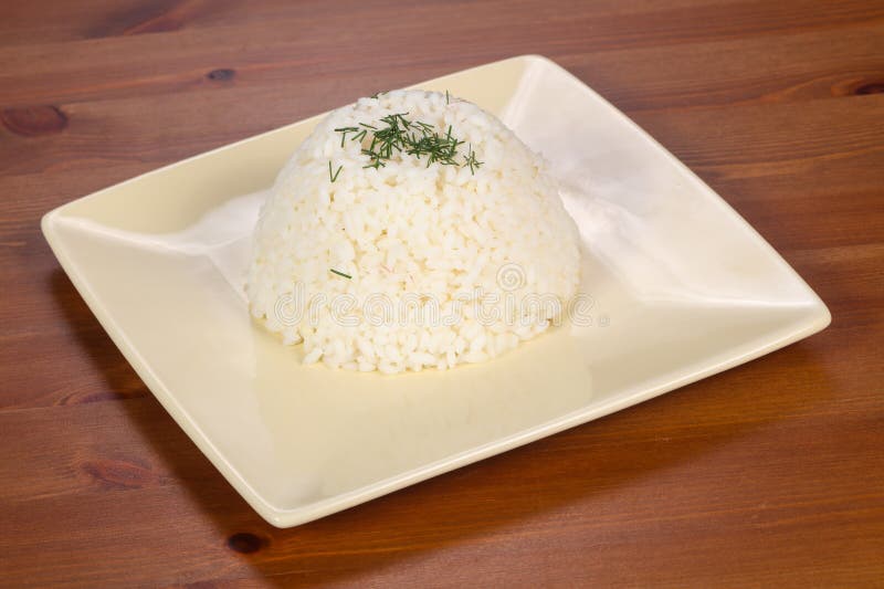 Steamed rice in the plate stock photo. Image of meal - 200422384