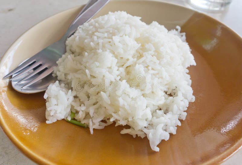 Steamed rice in plate stock image. Image of carbohydrate - 67395577