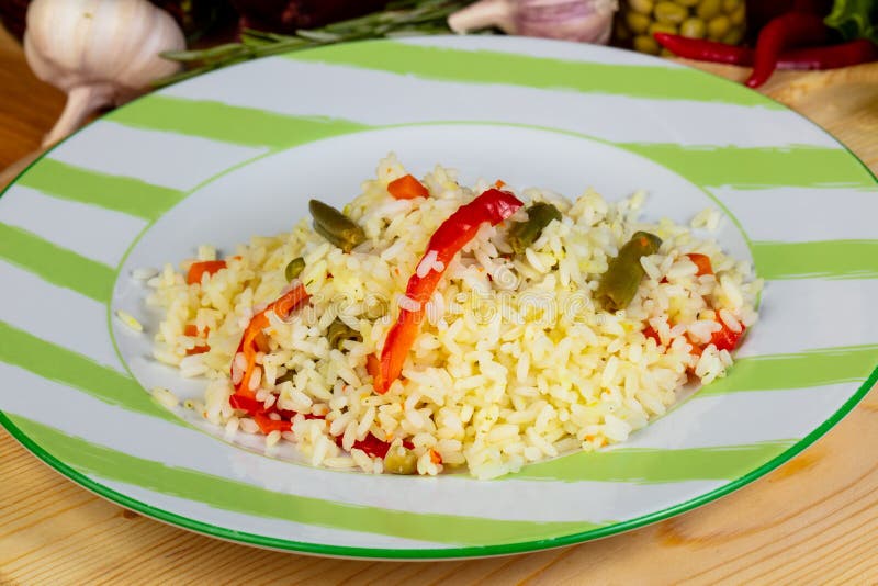 Steamed Rice with Vegetables Stock Image - Image of ingredient, peas ...