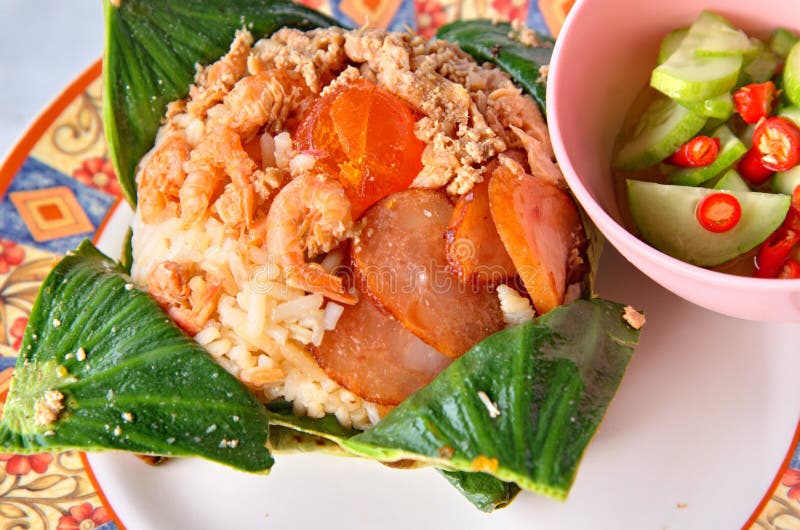 Steamed Rice Wrapped in Lotus Leaf. Stock Photo - Image of herbal ...